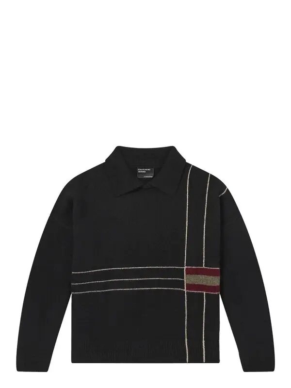 Enfants Riches Déprimés Intarsia Cashmere Polo Sweater - Black