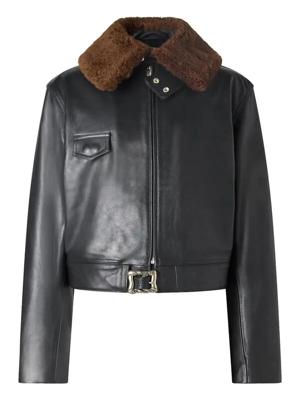 Enfants Riches Déprimés Hotrod Shearling-trimmed Leather Jacket - Black