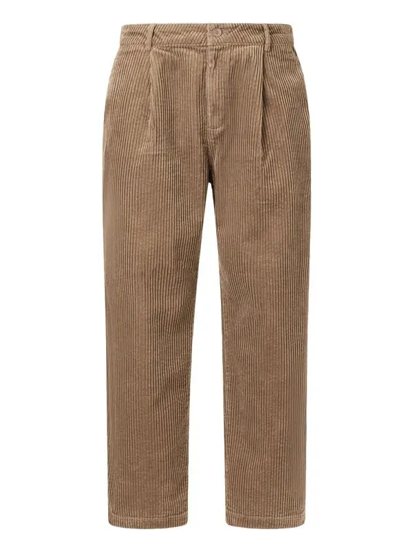 Folk Wide-leg Cotton-corduroy Trousers - Neutrals