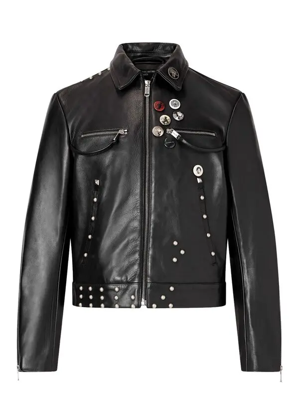 Enfants Riches Déprimés Studded Embellished Leather Jacket - Black