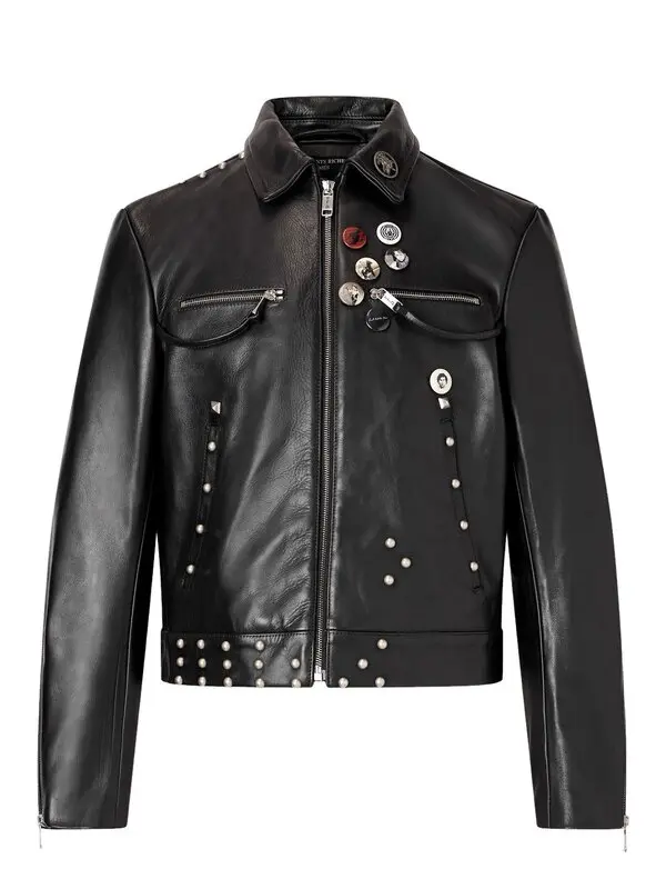 Enfants Riches Déprimés Studded Embellished Leather Jacket - Black