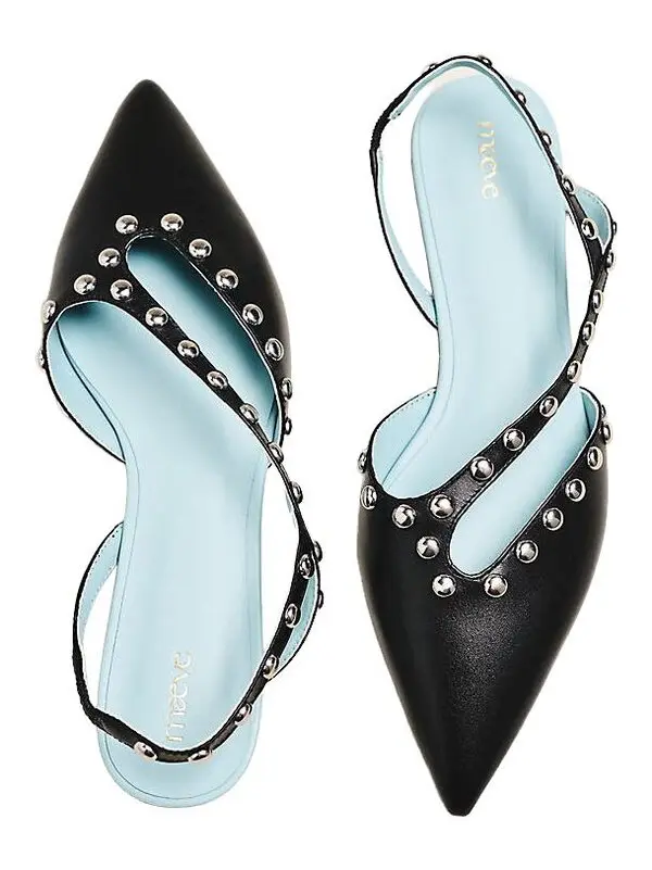 Maeve Studded Cutout Slingback Flats - Black