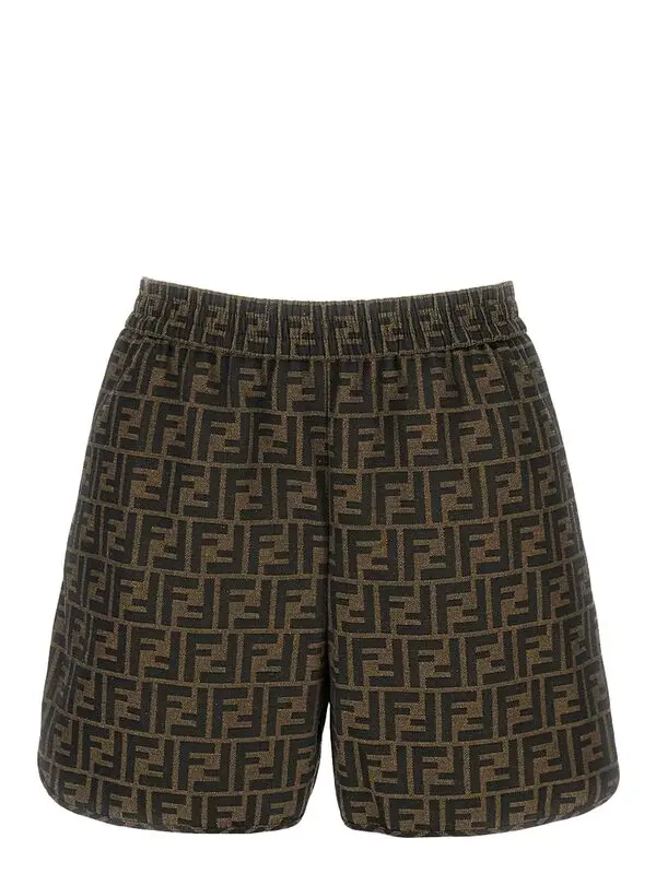 Fendi Ff Canvas Shorts - Brown