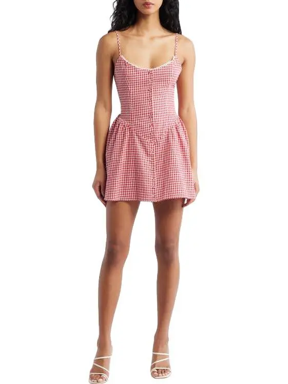 Princess Polly Gingham Sleeveless Mini Dress - Red Gingham
