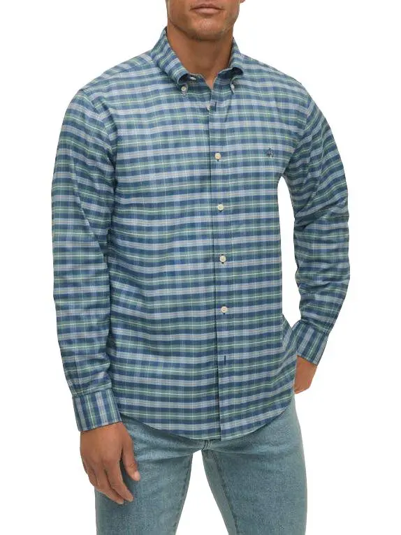 Brooks Brothers Plaid Regular Fit Stretch Button Down Shirt - Arctictartan