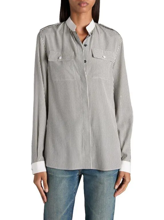TOM FORD Stripe Silk Crêpe De Chine Button-up Shirt - Black/white