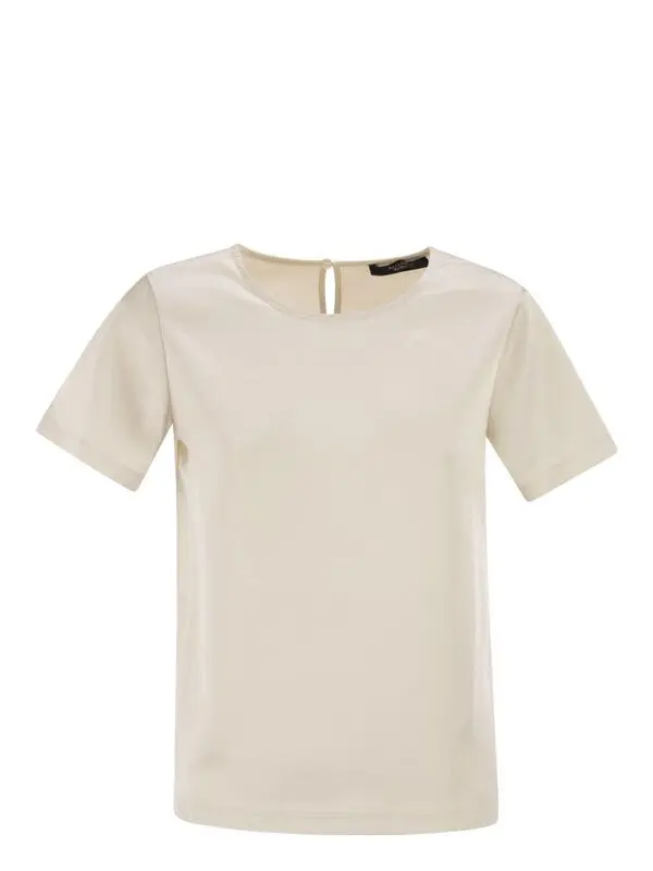 Max Mara Wkdzona Satin And Jersey T-shirt - Beige