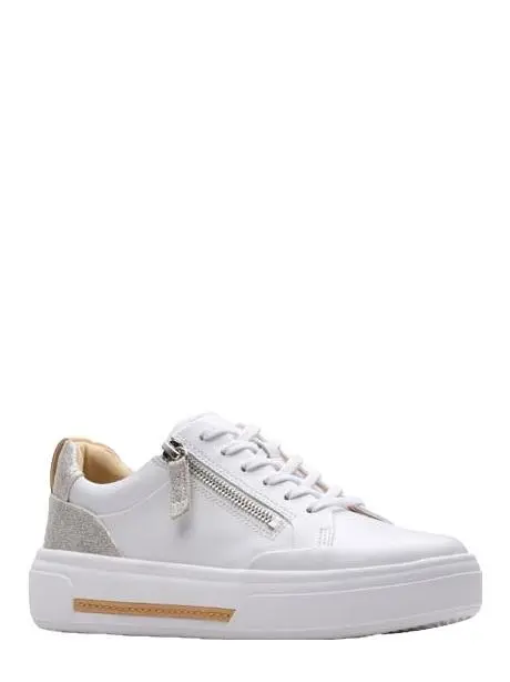 Clarks Hollyhock Zip Platform Sneakers - White/silver