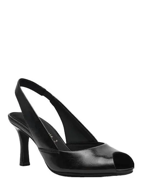 Anne Klein Jovi Slingback Peep Toe Pumps - Black Crinkle