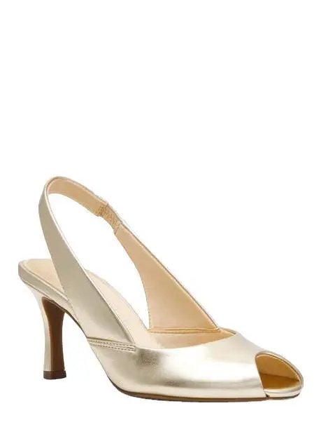 Anne Klein Jovi Slingback Peep Toe Pumps - Gold