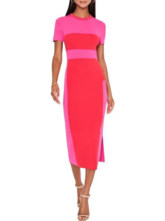 MILLY Shohona Colorblock Midi Dress - 5jr Pink Multi