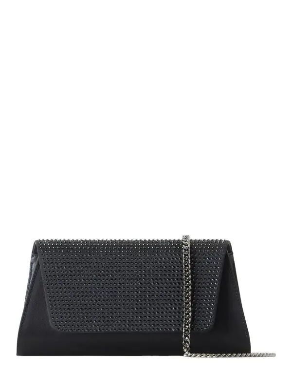 Akris Anouk Crystal Embellished Silk & Leather Clutch - Black