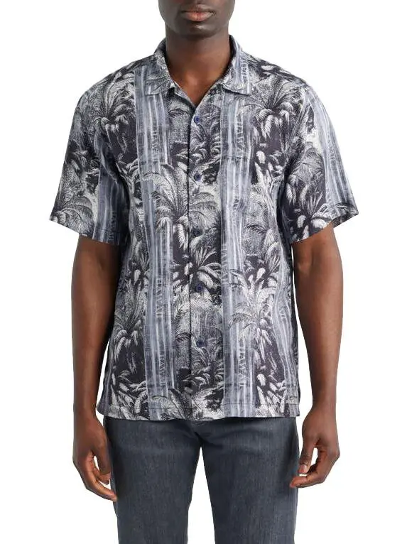 Tommy Bahama Hawaiian Nightfall Linen Camp Shirt - Dark Gravel