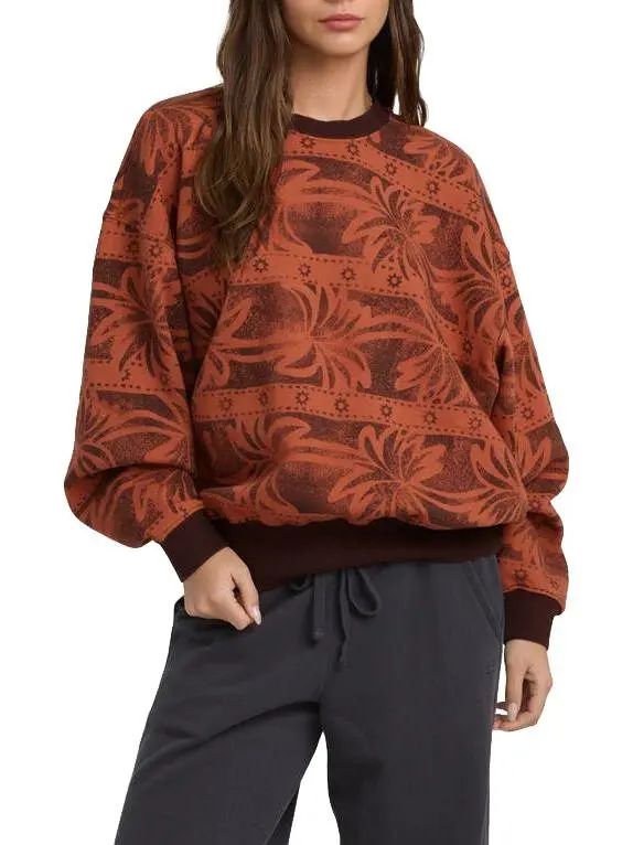 BILLABONG Vida Palms Print Relaxed Sweatshirt - Teak