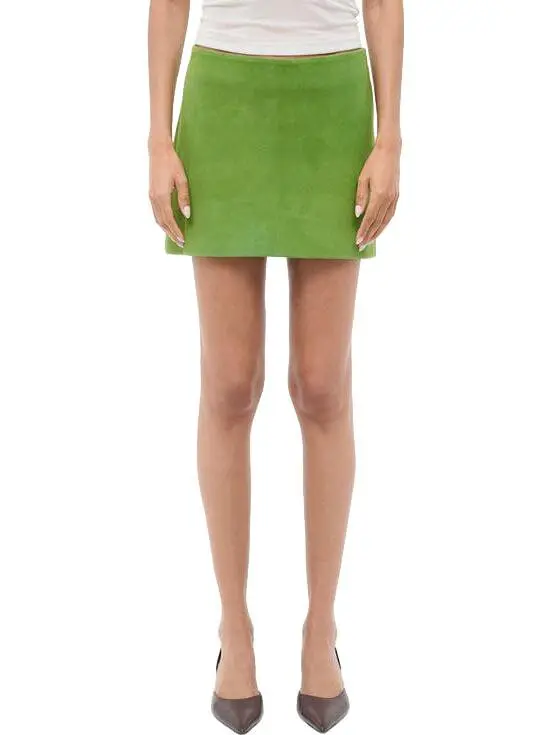 Staud Crest Suede Miniskirt - Leaf
