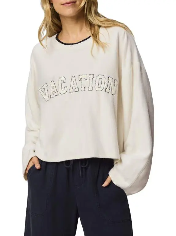 Splendid Vacation Appliqué Sweatshirt - Moonstone Grey