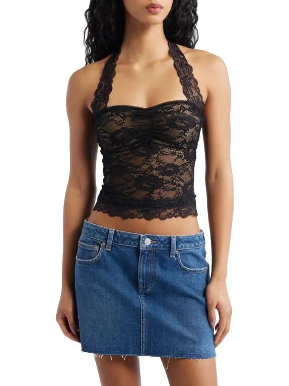 Princess Polly Lace Halter Top - Black
