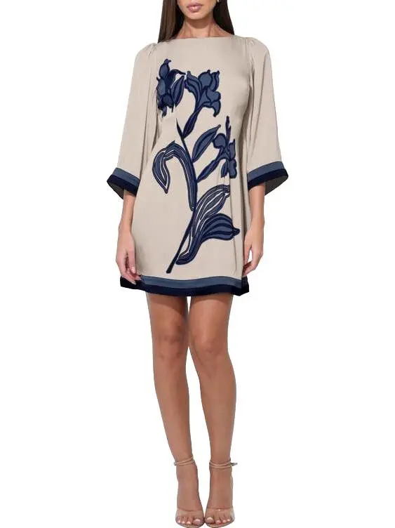 Adelyn Rae Emerson Bell Sleeve Minidress - Beige/navy