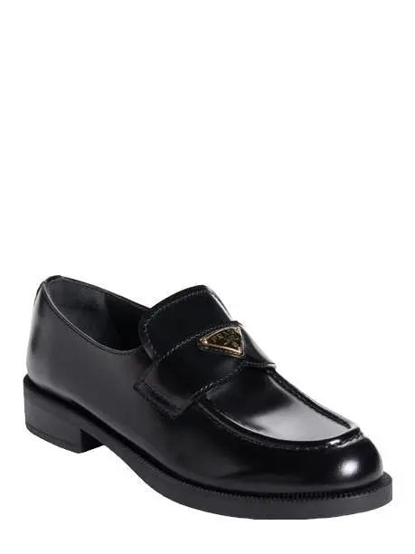 Prada Triangle Logo Patent Leather Loafer - Nero
