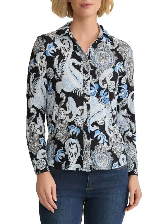 Jones New York Paisley Print Button-up Shirt - Jones Black Multi
