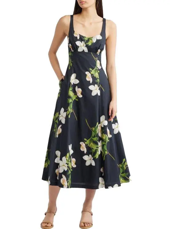 Julia Jordan Floral Cotton Dress - Black Multi