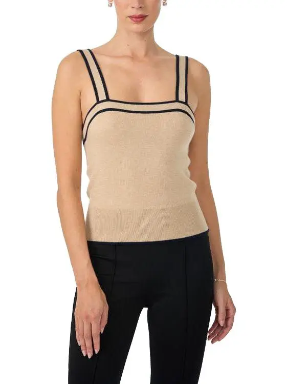 Trina Turk Casady Knit Cami - Camel/indigo