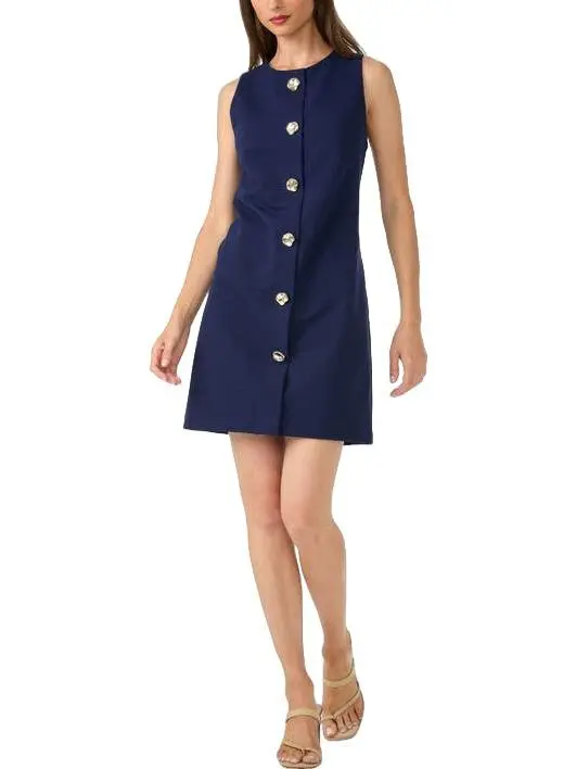 Trina Turk Cristas Button-front Tailored Dress - Indigo