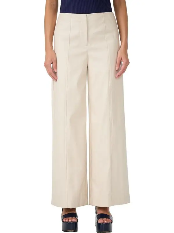 Trina Turk Parque Faux Leather Wide Leg Pant - Ecru
