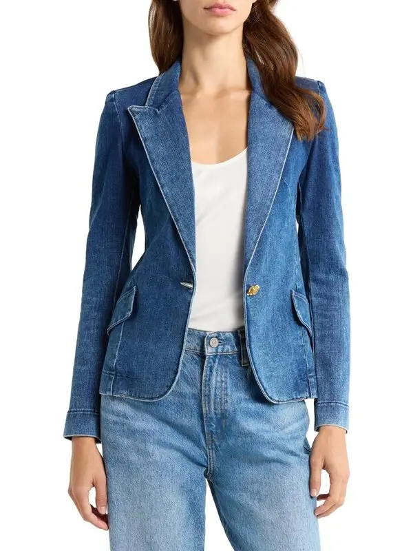 L'Agence Baldwin Denim Blazer - Belvedere