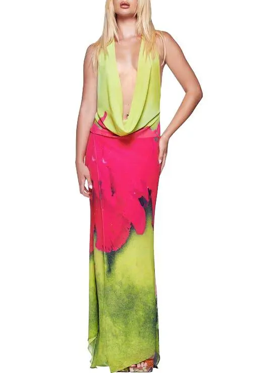 I.AM.GIA Samantha Halter Maxi Dress - Orchid Print