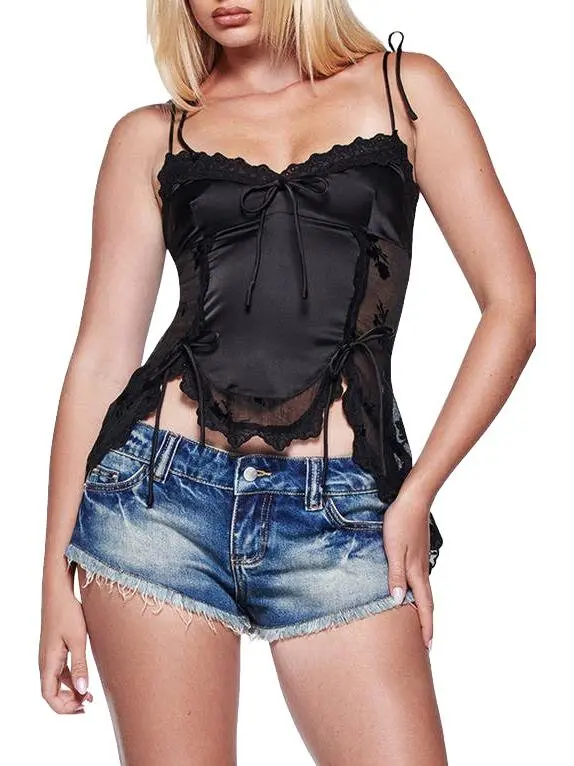 I.AM.GIA Meadow Lace Trim Camisole - Black