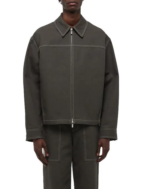 Helmut Lang Topstitch Detail Cotton Carpenter's Jacket - Graphite