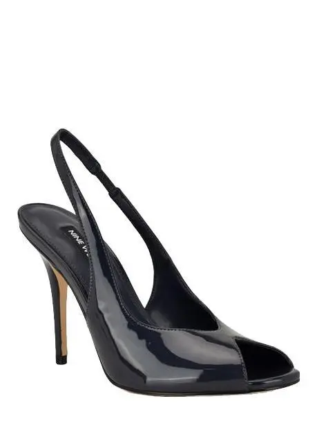 Nine West Pretta Slingback Peep Toe Pumps - Dark Blue