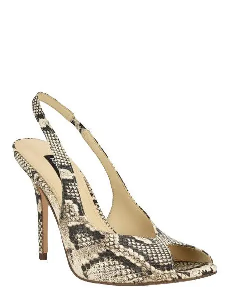 Nine West Pretta Slingback Peep Toe Pumps - Light Natural