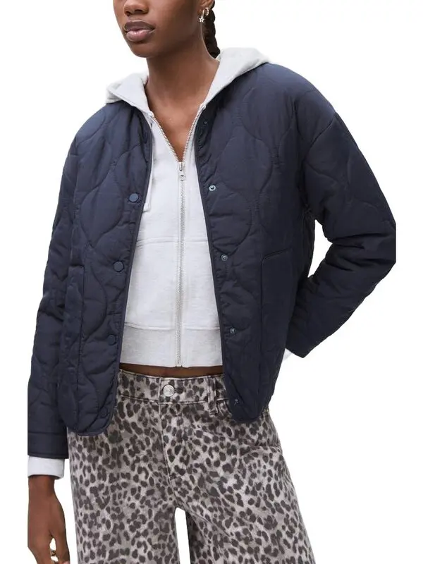 Mango Onion Quilted Puffer Jacket - Navy