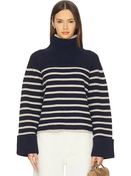 Rag & Bone Ilaria Stripe Turtleneck - Navy