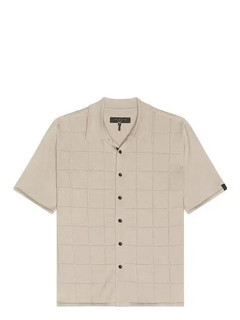 Rag & Bone Window Pane Dalton Knitted Shirt In Brown - Tan