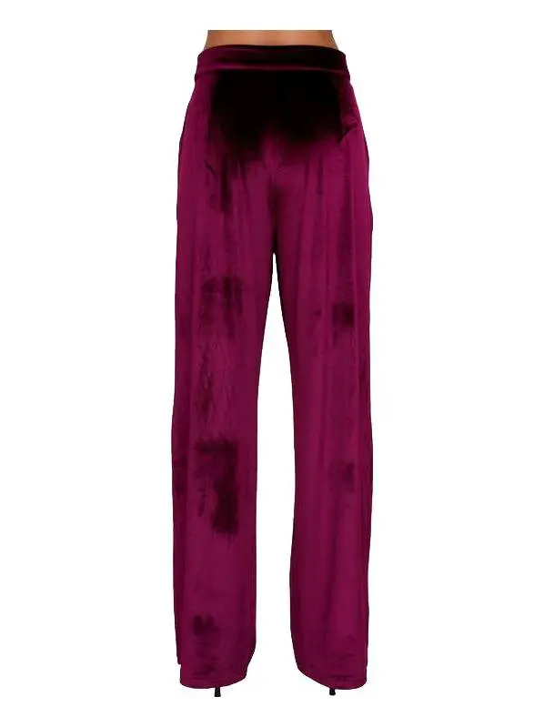 LILY AND LIONEL Valerie Straight Leg Velvet Trousers - Burgundy