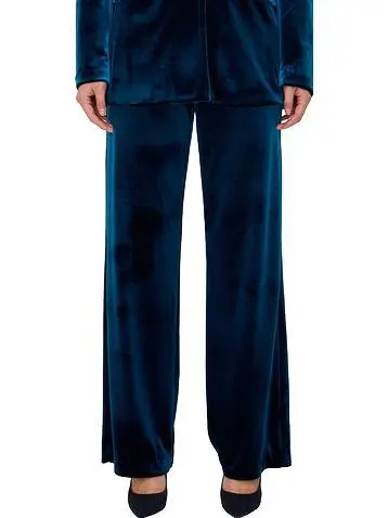 LILY AND LIONEL Valerie Straight Leg Velvet Trousers - Medium Blue