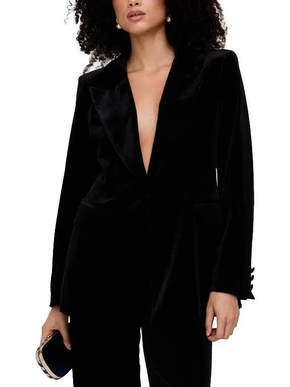 LILY AND LIONEL Valerie Tailored Velvet Blazer - Black