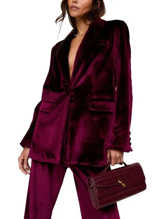 LILY AND LIONEL Valerie Tailored Velvet Blazer - Burgundy