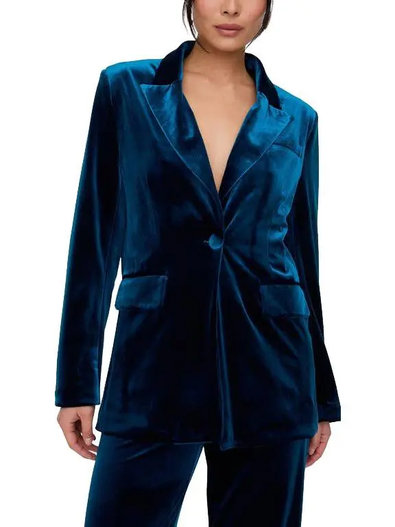 LILY AND LIONEL Valerie Tailored Velvet Blazer - Teal
