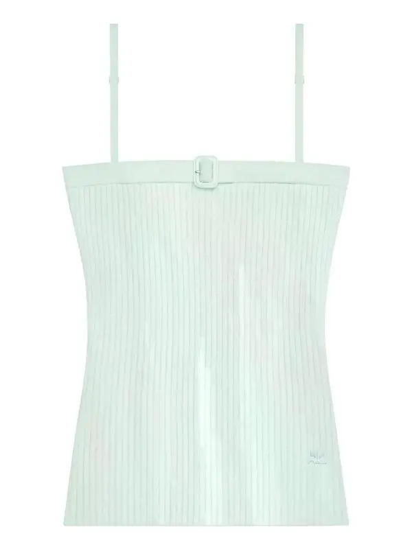 COURREGES Buckle-detail Ribbed-knit Top - Green