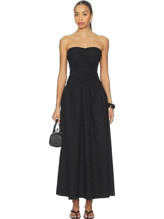 Faithfull The Brand Lia Maxi Dress - Valentina Broderie Black