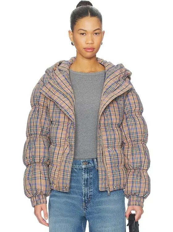 Free People Party Of One Puffer Jacket - Tan Combo