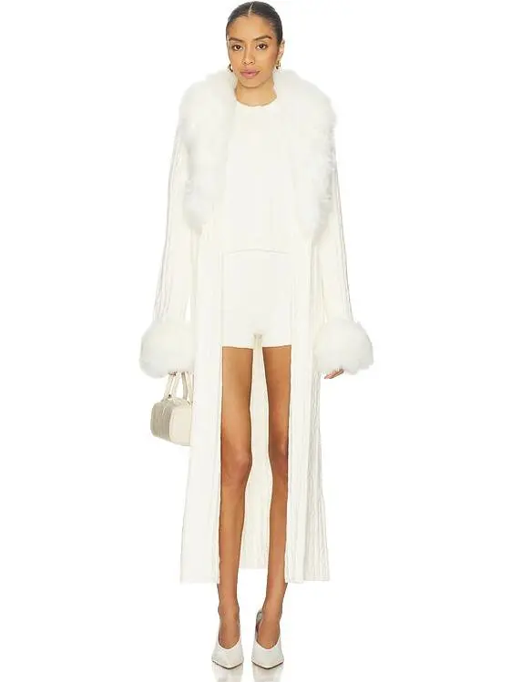 Show Me Your Mumu Stormi Cardigan - Snow Cable Knit With Faux Fur