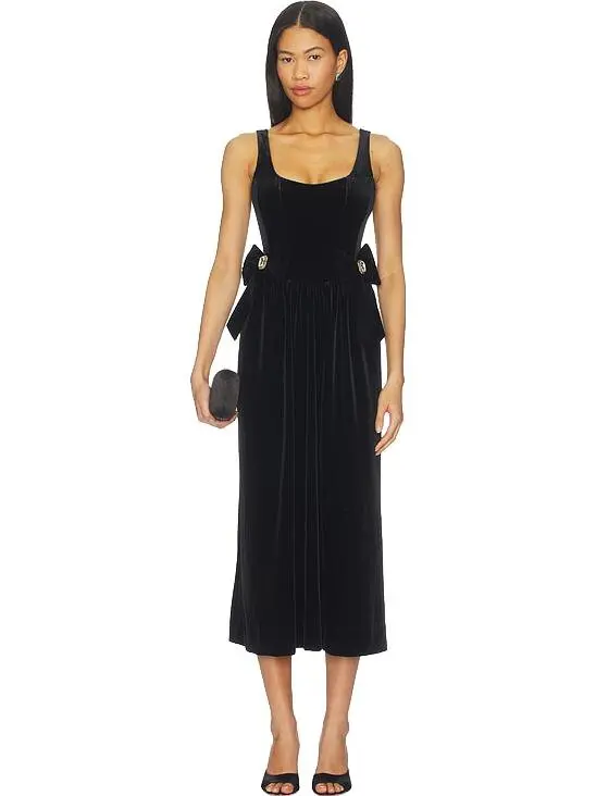Show Me Your Mumu Ricci Midi Dress - Black Velvet