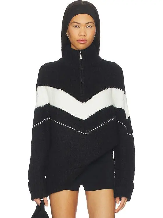 PISTOLA Arden Chevron Color Block Sweater - Black & Vanilla Ice