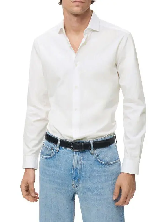 Mango Regular Fit Cotton Oxford Cloth Button-up Shirt - White
