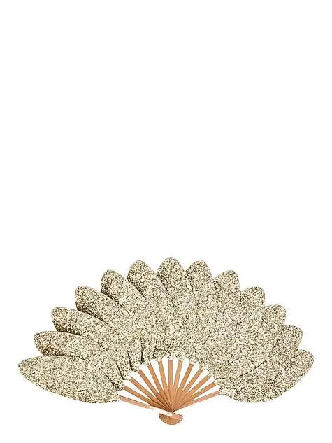 EVA VENTAI Metallic Glitter Classic Format Fan - Gold